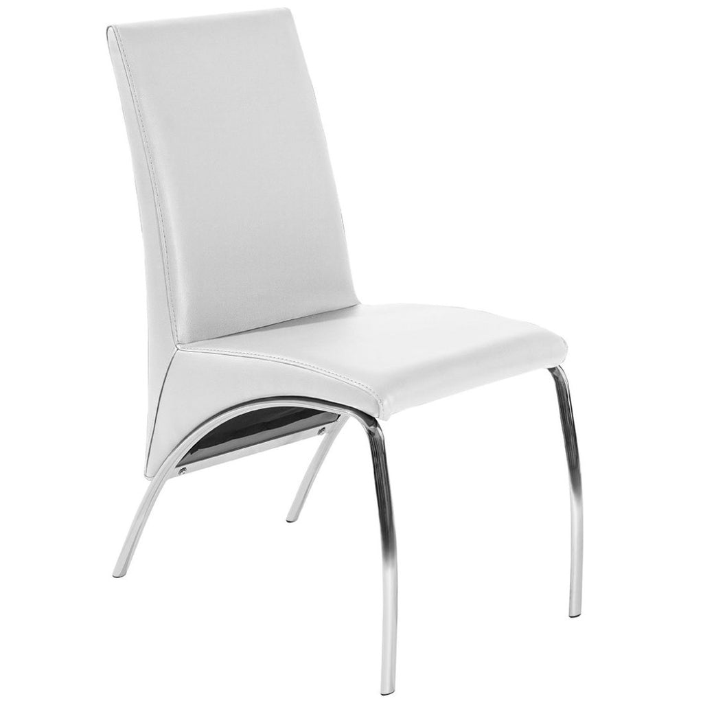 Ancona Chair White Leather Touch Chromed Metal Leg Terzetto – Tú Mandas